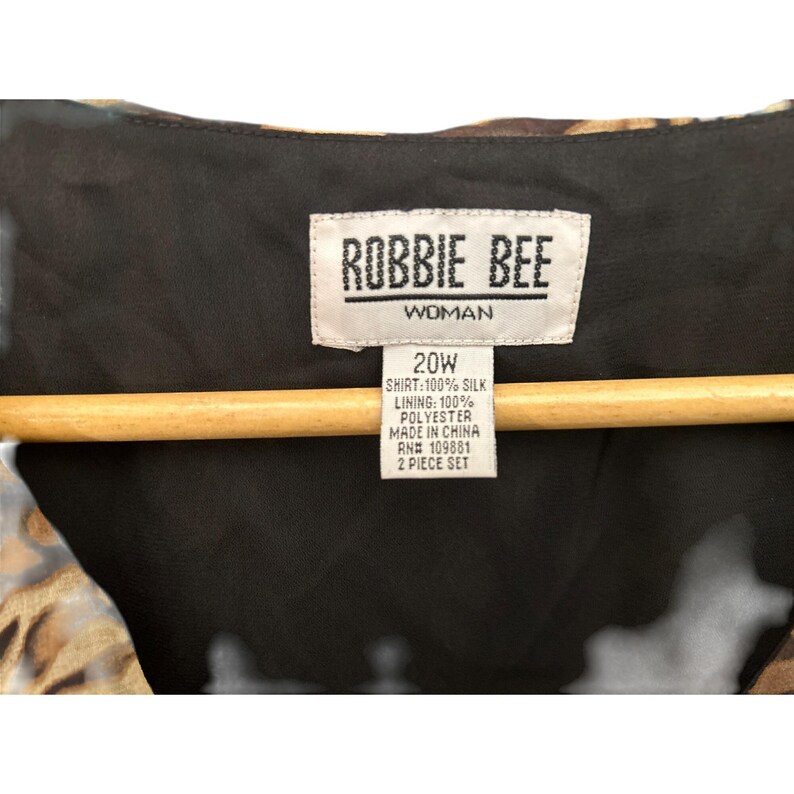 Vintage Robbie Bee Zebra Print Asymmetrical Wrap Sheer Silk Blouse 20W ...