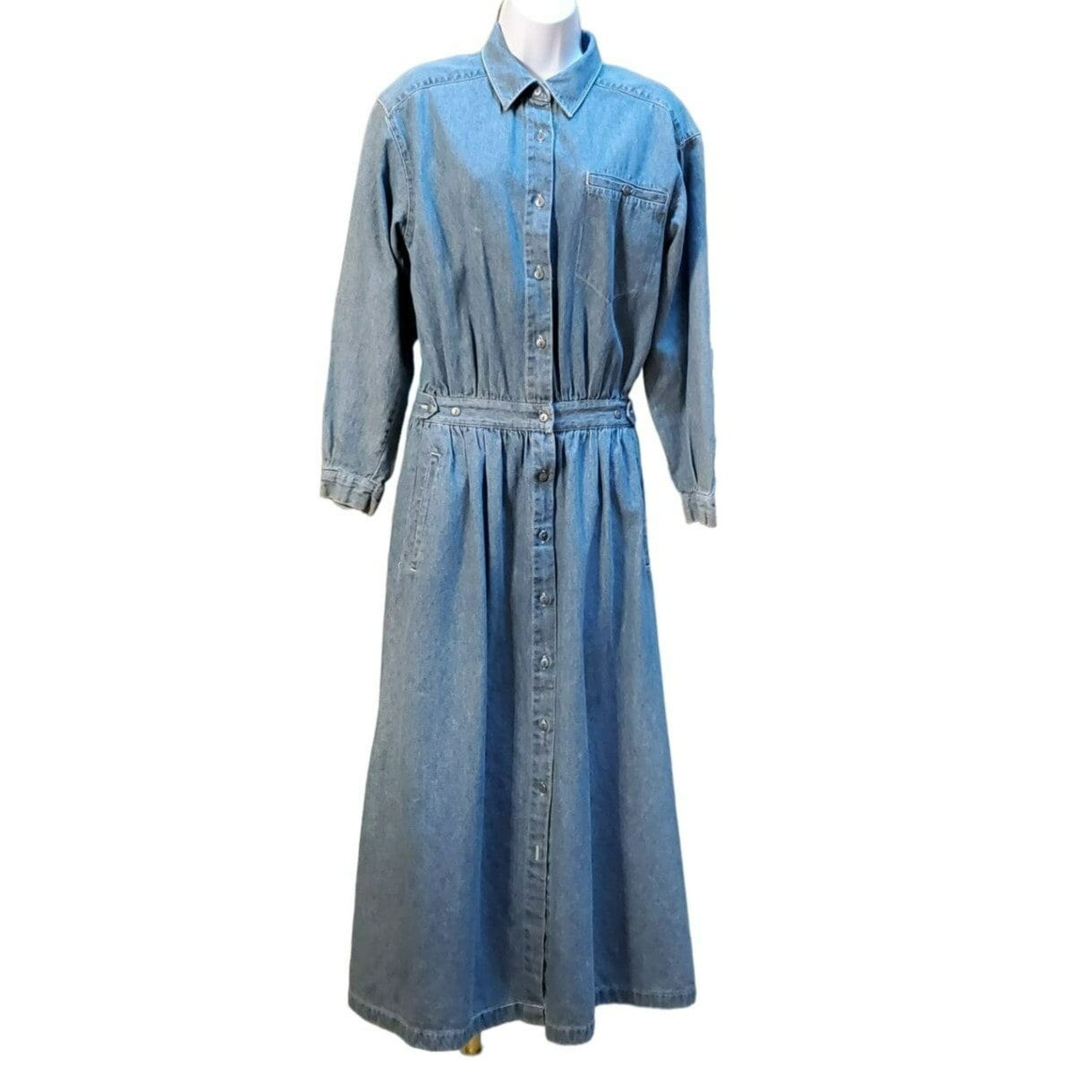 Vintage FADS Denim Button up 1990s Women's Retro Long Sleeve Dress Size ...