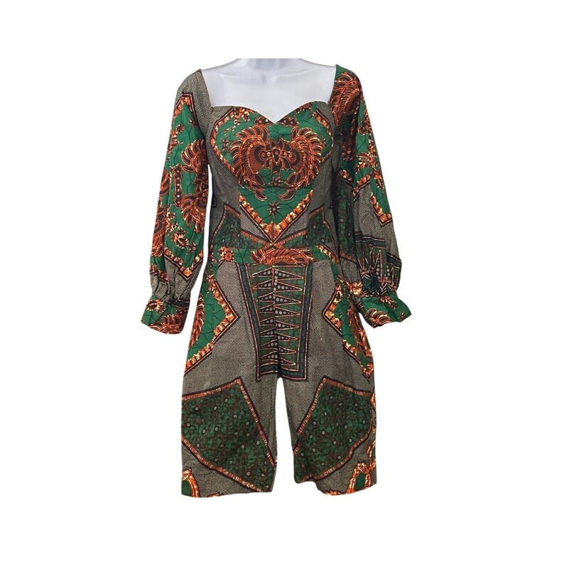 Vintage 70s Handmade Psychedelic Romper Mod Boned Bodice Print ...
