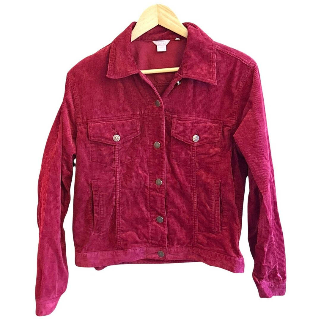J.crew Women's Red Corduroy Trucker Jacket Size Small Button up Western ...
