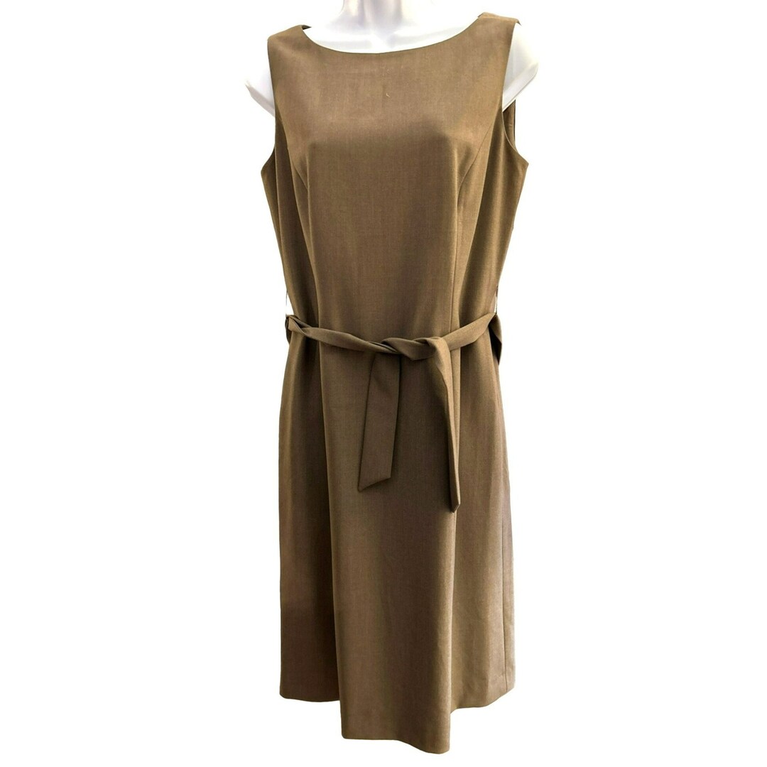 Tahari X Arthur Levine Women's Brown Belted Sleeveless Dress Size 6 ...
