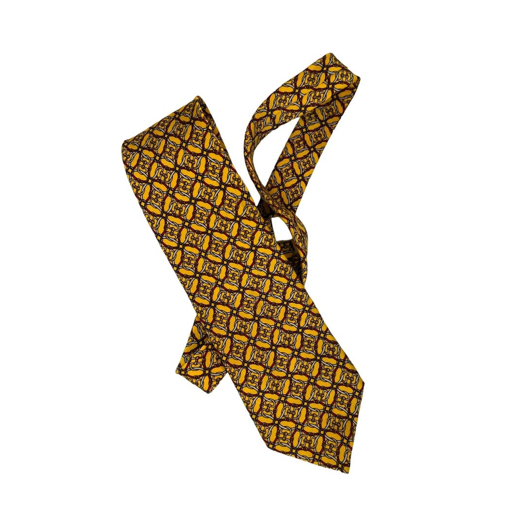 Vintage Brooks Brothers All Silk Yellow & Red Chain Buckle Pattern Tie ...