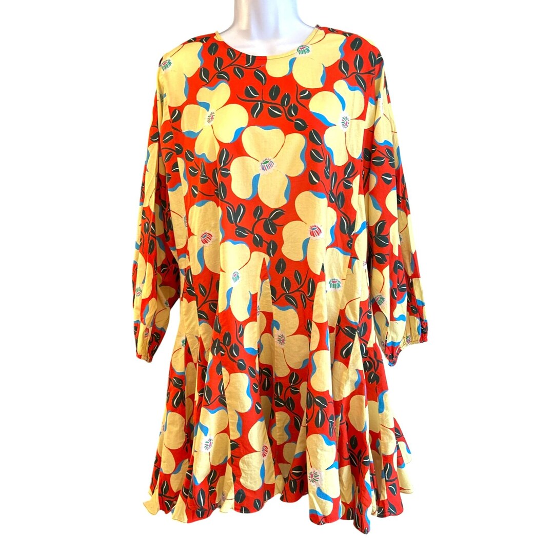 Rhode Red Yellow Bold Floral Ella Dress Sz Medium Mini Revolve Sold Out ...
