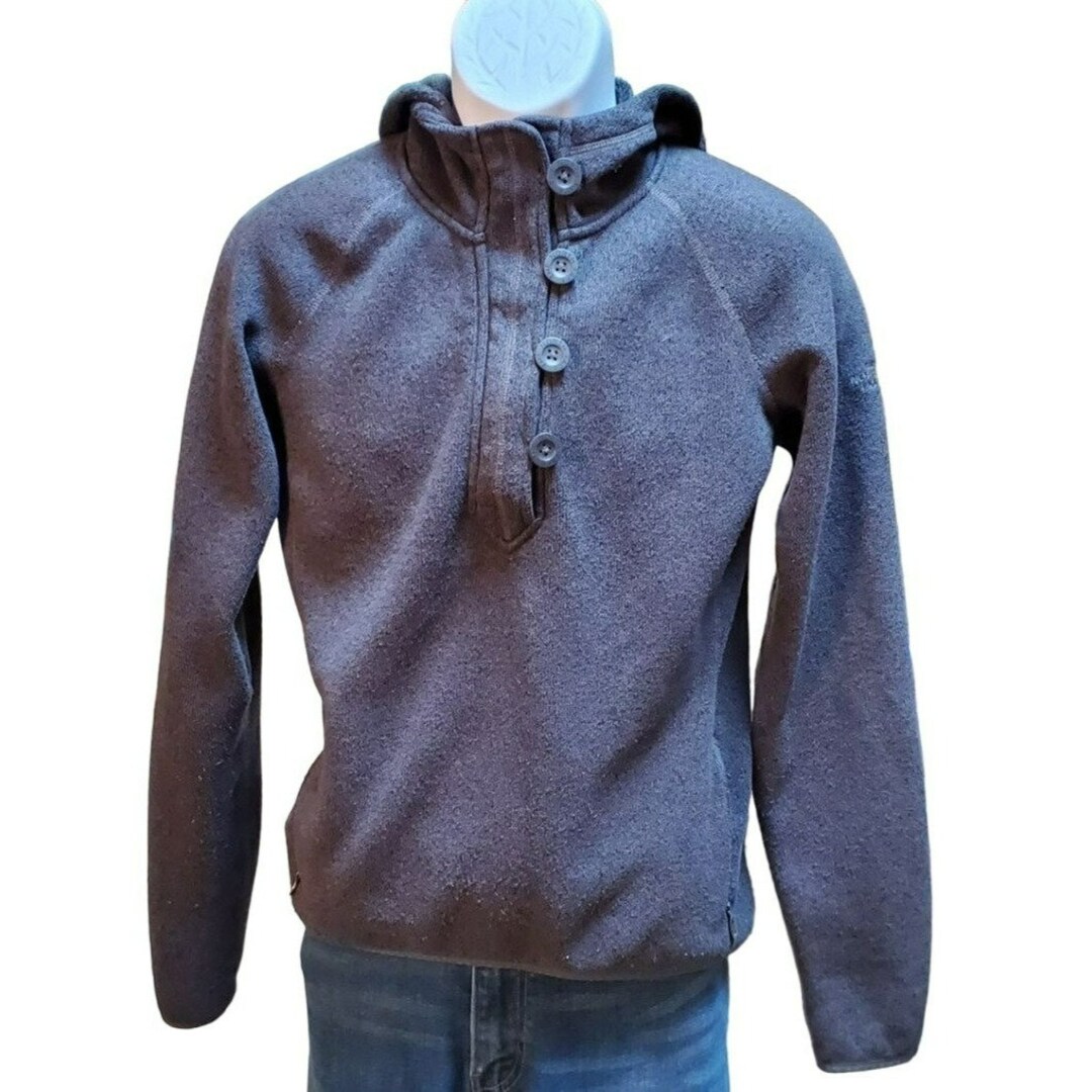 North Face Grey Women's Zip Button up Long Sleeve Zip Pockets Fleece ...