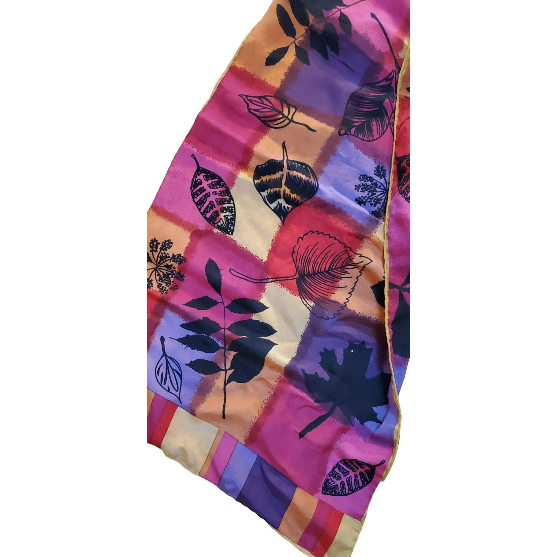 Vintage Halston Multicolored Bold Leaf Print Silk Women's Scarf - Etsy
