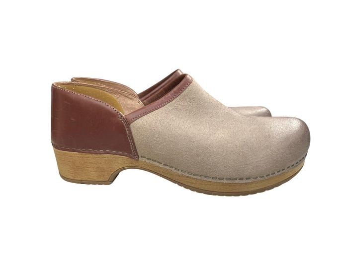Dansko Brenna Burnished Suede Leather Two Tone Clogs Size 41 Casual ...