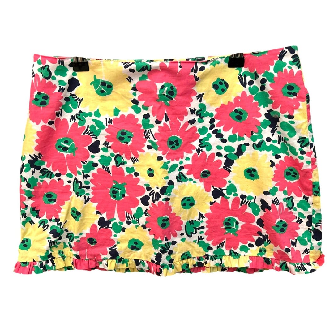 Lilly Pulitzer Doodle Bug Floral Callie Tiny Ruffle Mini Skirt Size 2 ...
