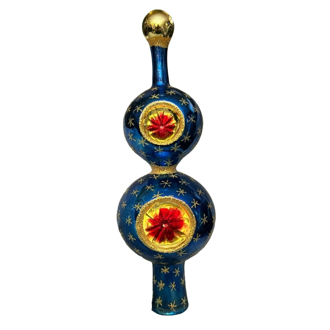 Vintage Christopher Radko 1998 Blue Gold Royal Shine Finial Glass ...
