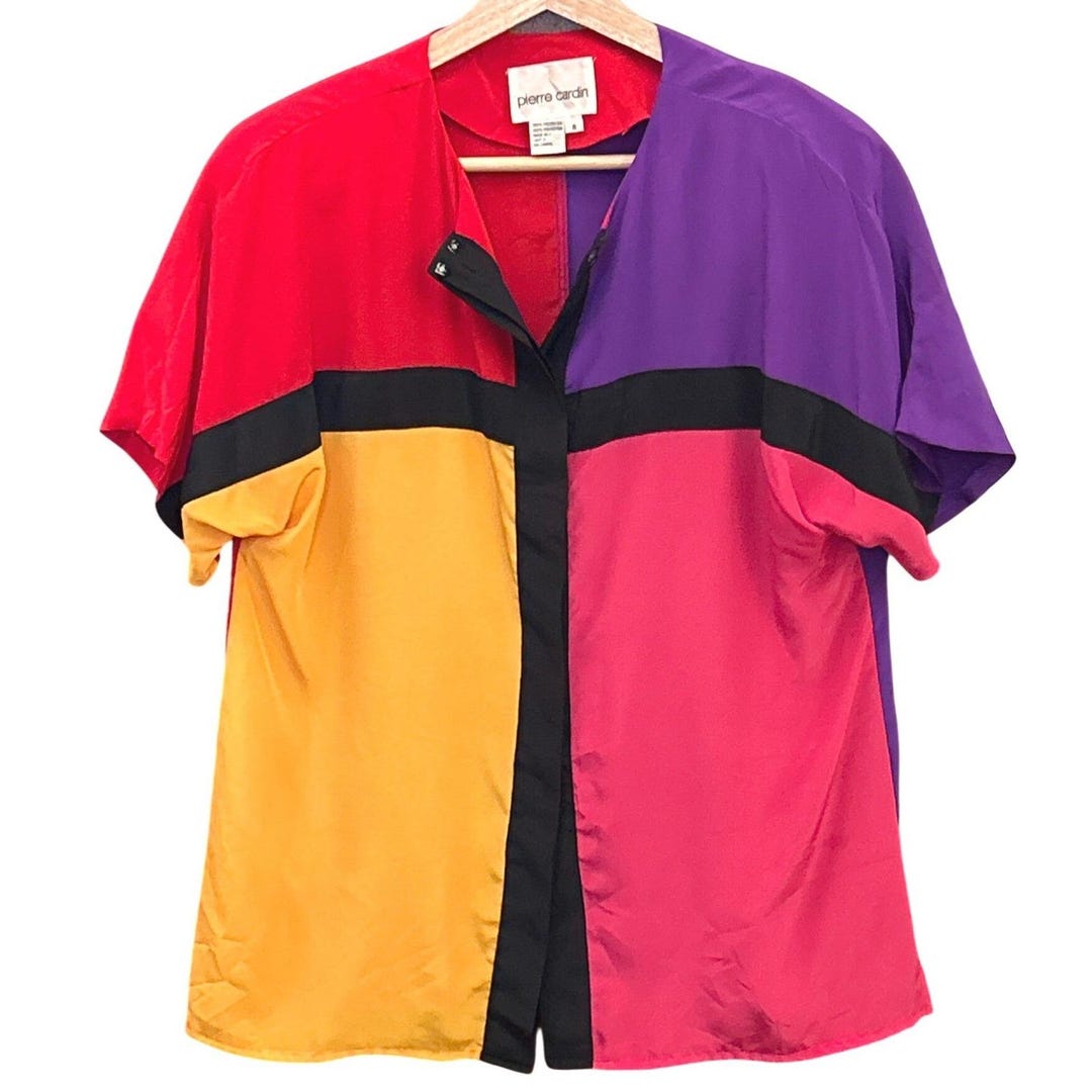 Vintage Pierre Cardin Colorblock Geometric Designer Blouse Mod Pop Art ...
