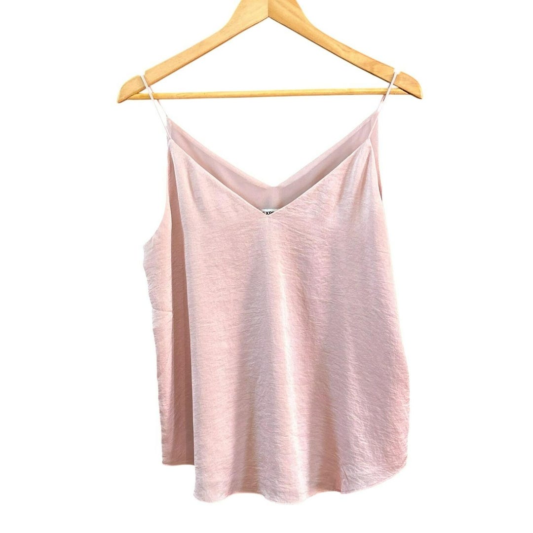 Express Light Pink V Neck Camisole Size Medium Layering Spaghetti Strap ...