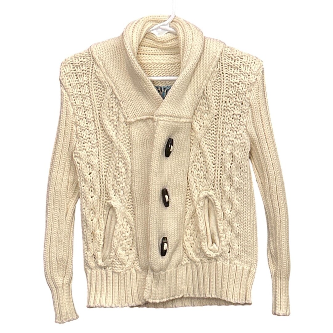 One90one Toddler 2T Cream Cable Knit Shawl Collar Cardigan Toggle ...
