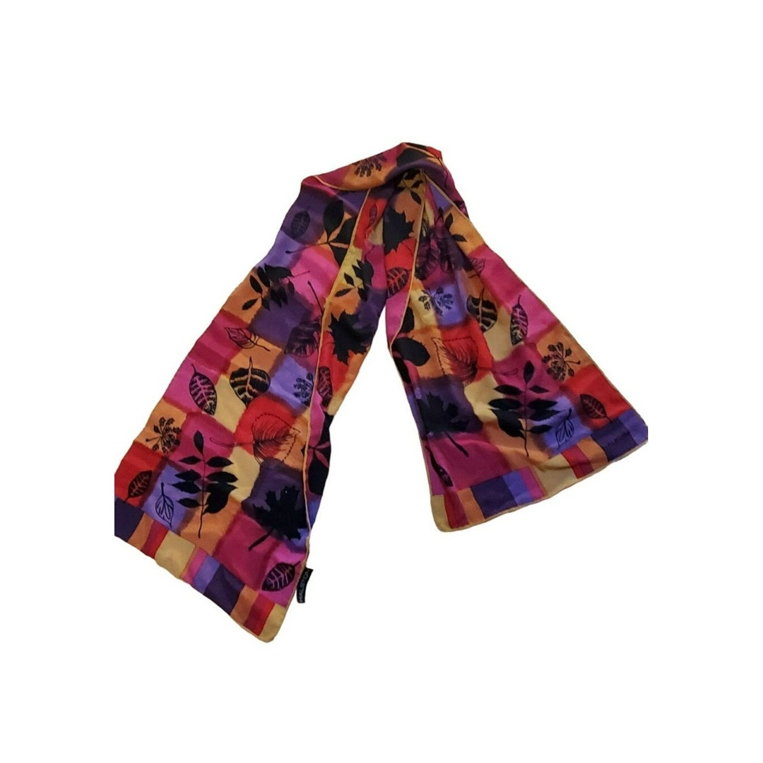 Vintage Halston Multicolored Bold Leaf Print Silk Women's Scarf - Etsy