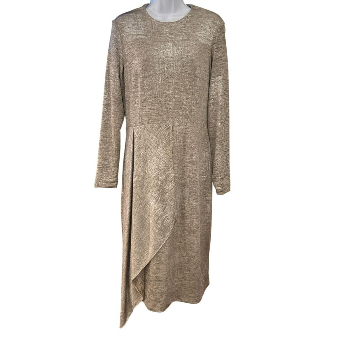 Vintage Sharrone New York Metallic Silver Gold Knit Dress Sz 10 ...