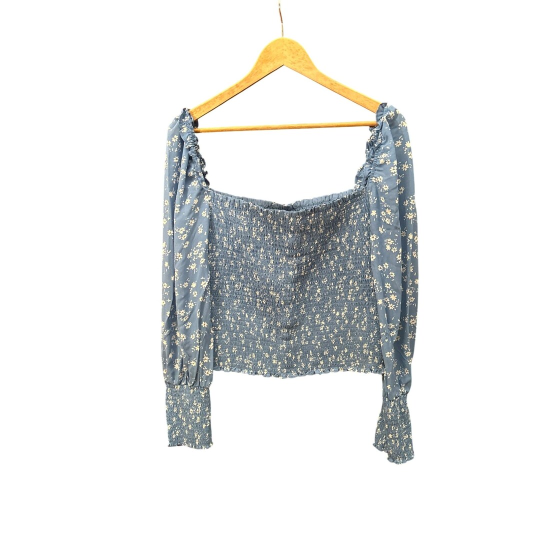 Reformation Pinto Microfloral Smocked Puff Sleeve Blouse XL Cottagecore ...