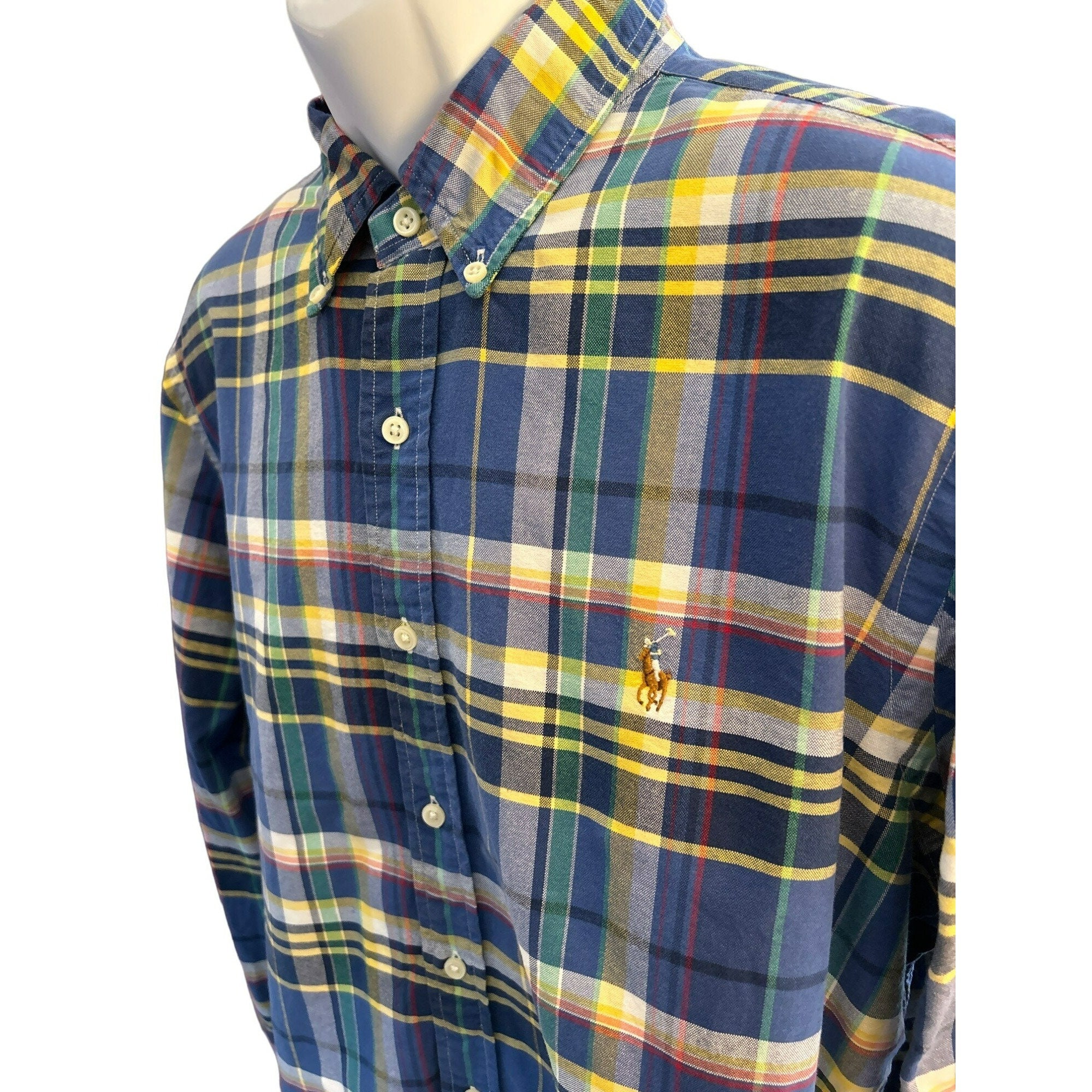 Ralph Lauren Men's Multi-colored Plaid Button Down Shirt Size XL Preppy ...