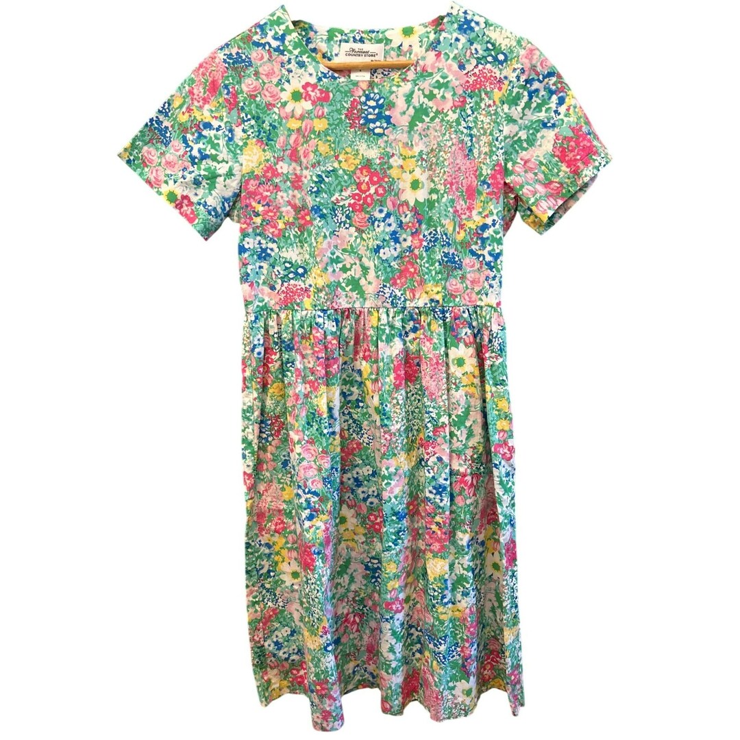 Vintage the Vermont Country Store Spring Floral Short Sleeve Midi Dress ...
