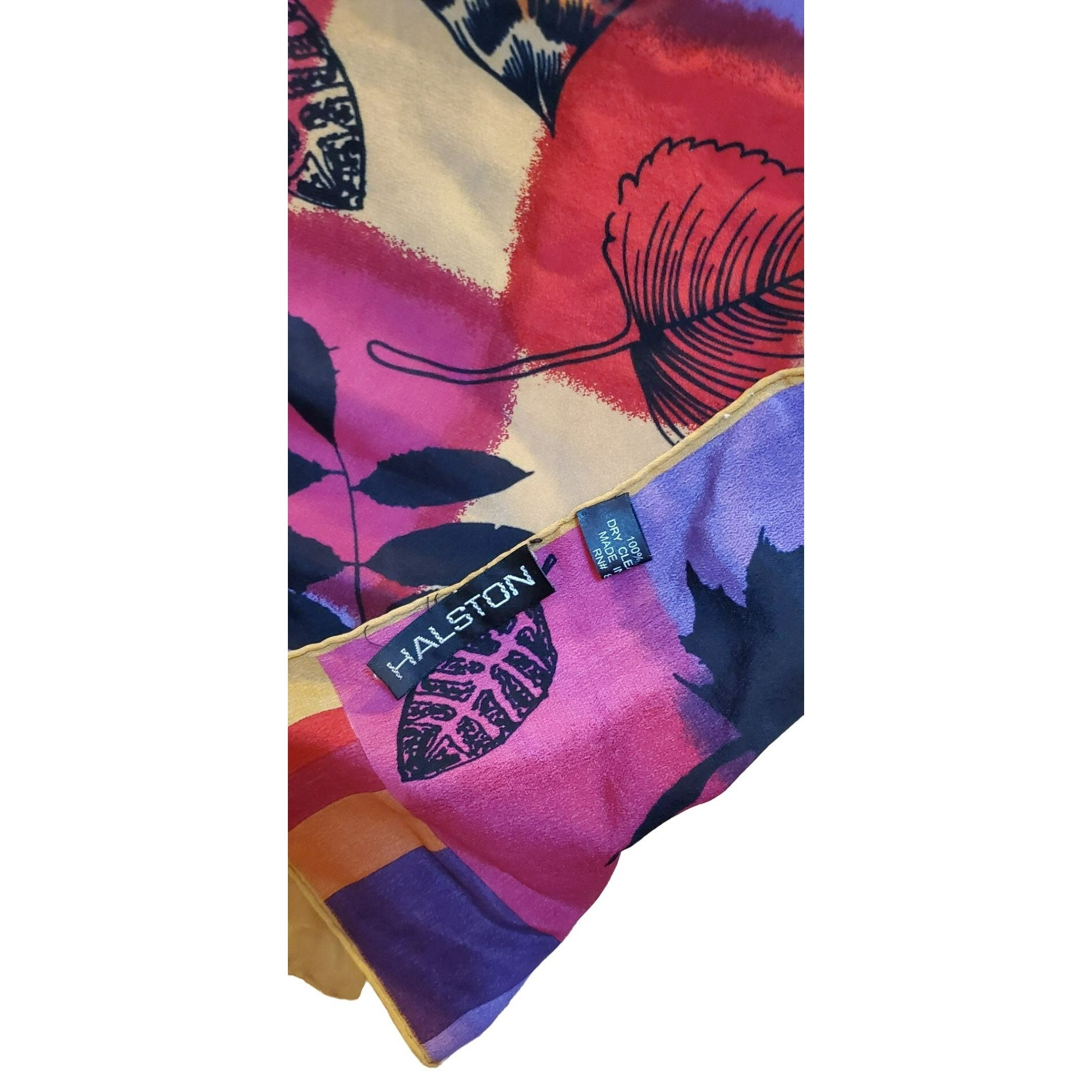 Vintage Halston Multicolored Bold Leaf Print Silk Women's Scarf - Etsy