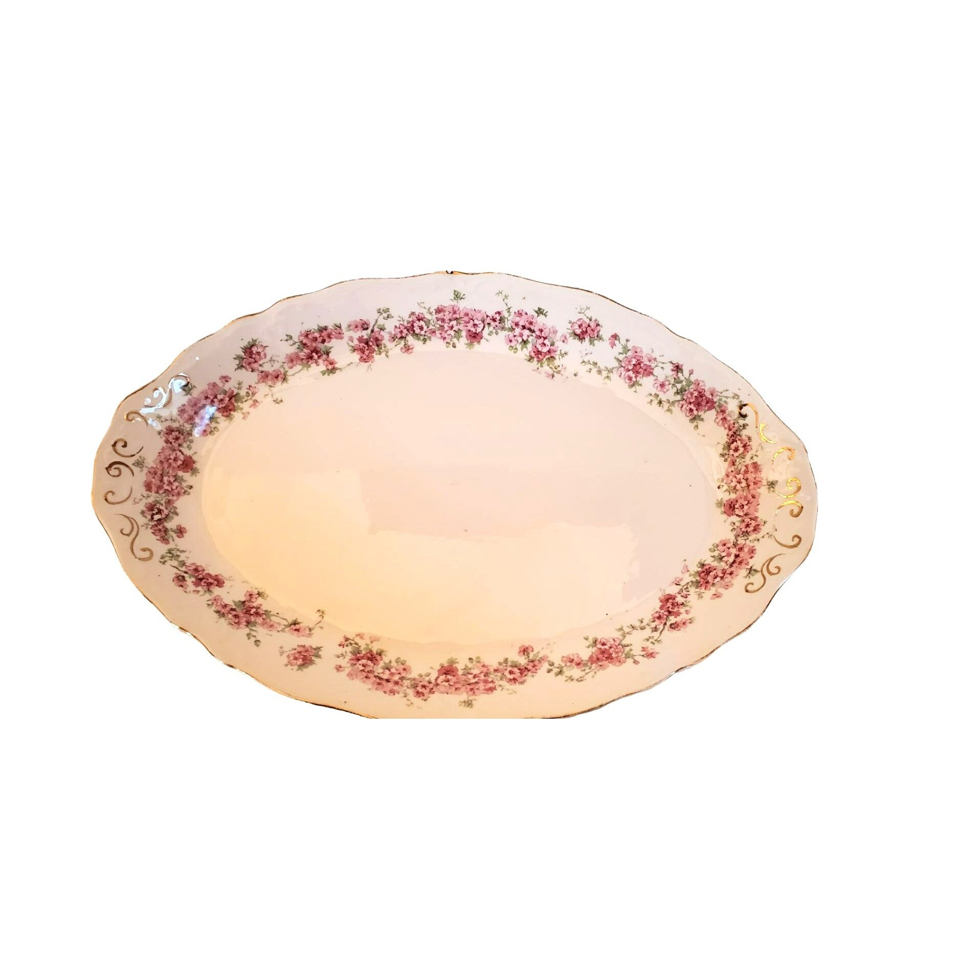 Vintage Pink Floral Ridgeway Royal Semi Porcelain Platter Bowl Dish ...