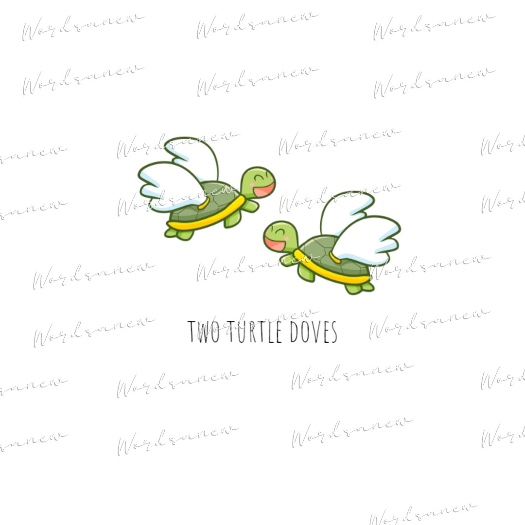 2 Turtle Doves Christmas Pun, Cute Turtle, 12 Days of Christmas, Turtle ...