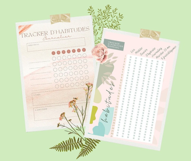 Habit Tracker 2 Models (daily and Monthly) in French and English / 2 ...