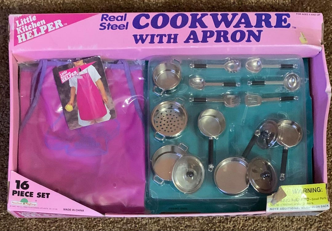 Vintage 16 Pc Real Steel Children’s Cookware With Apron by Little ...
