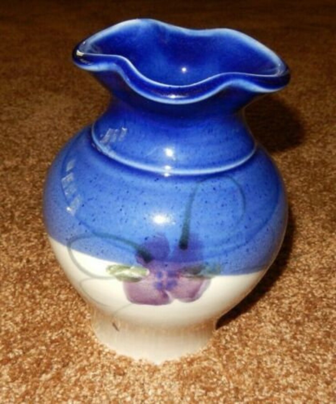 Vintage Follette Pottery Vase Blue White Scalloped Edge - Etsy