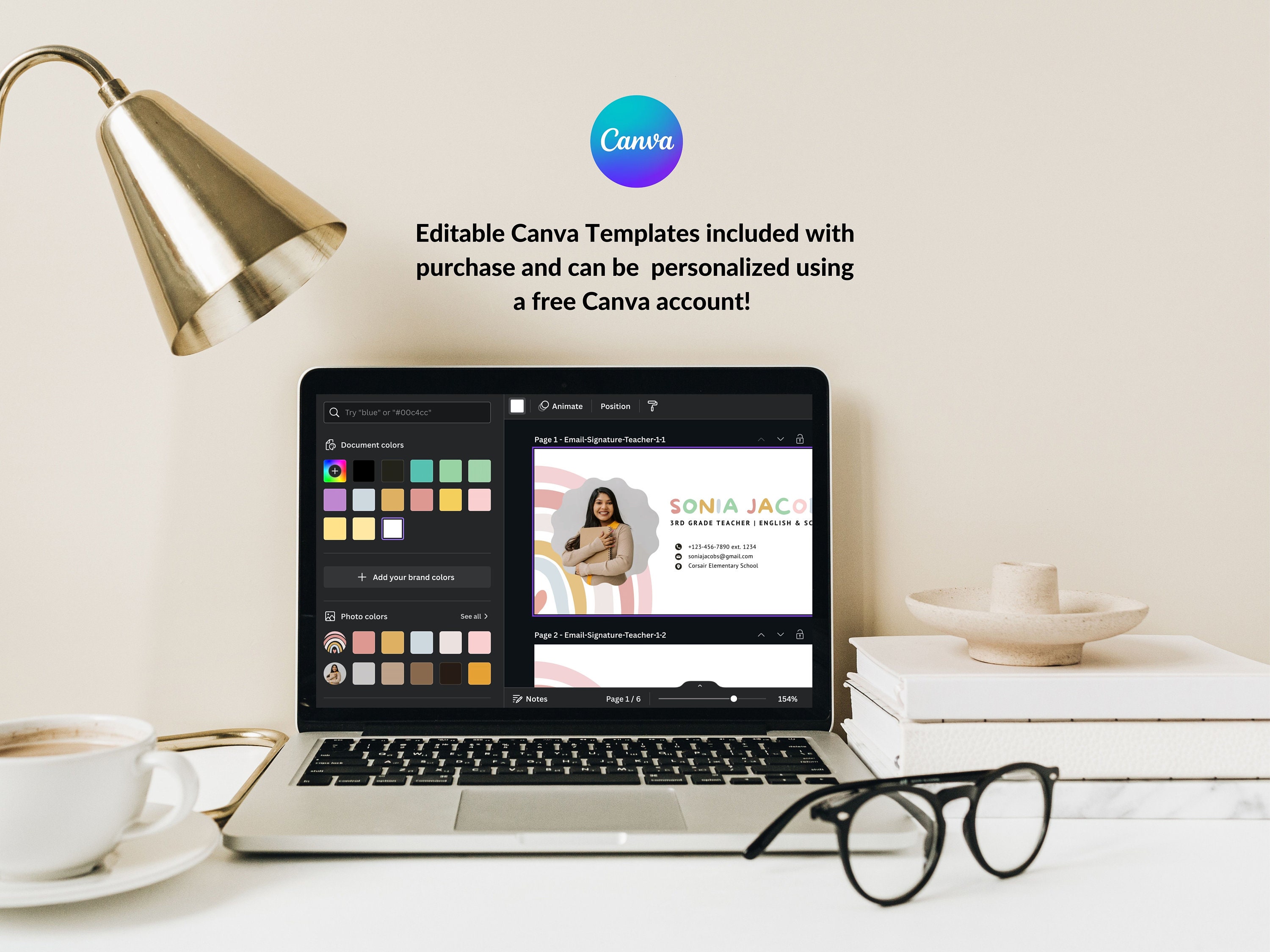 Email Signature Teacher Editable Canva Template, Gmail Outlook ...