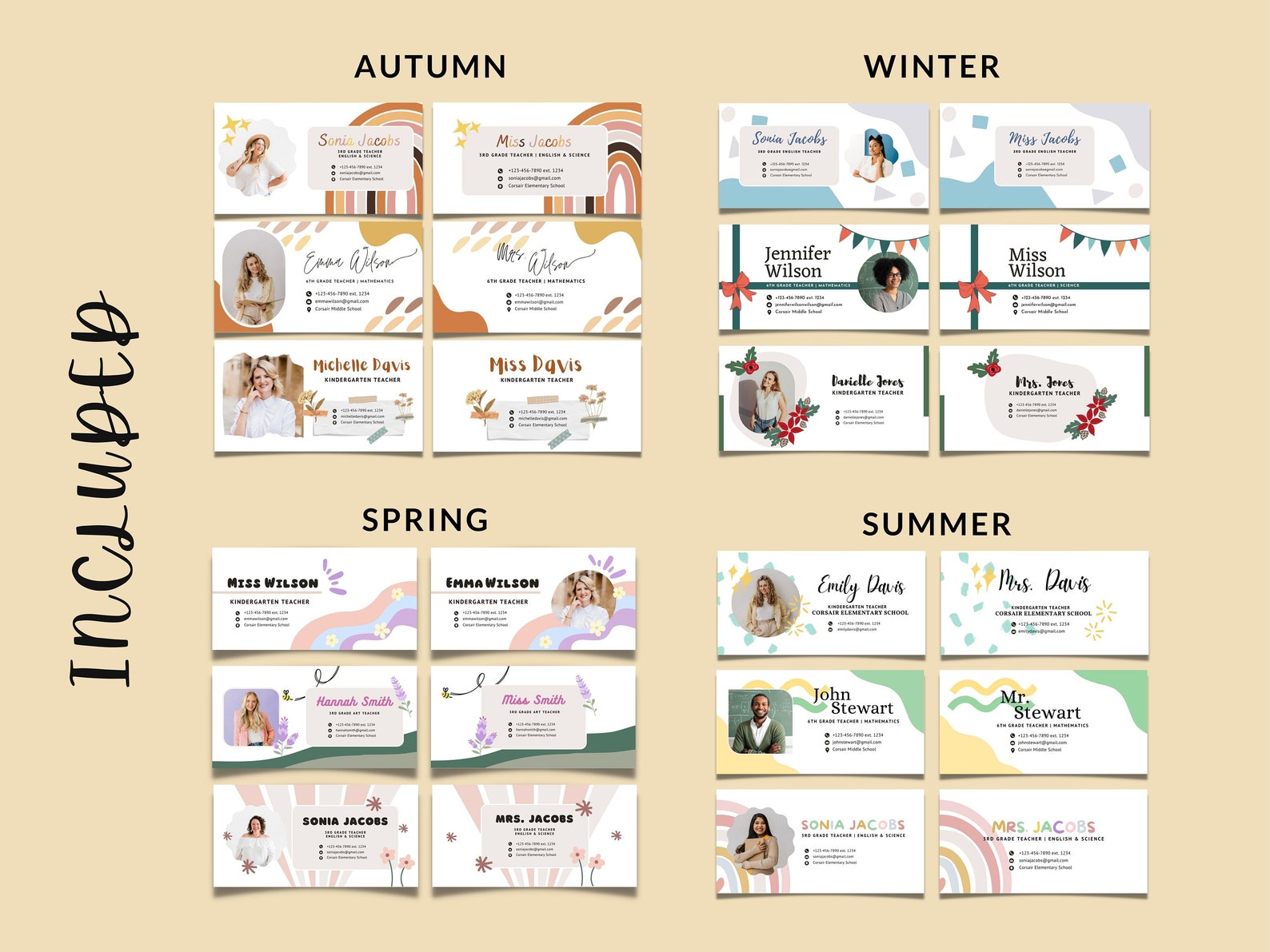 Email Signature Teacher Editable Canva Template, Seasonal Bundle Boho ...