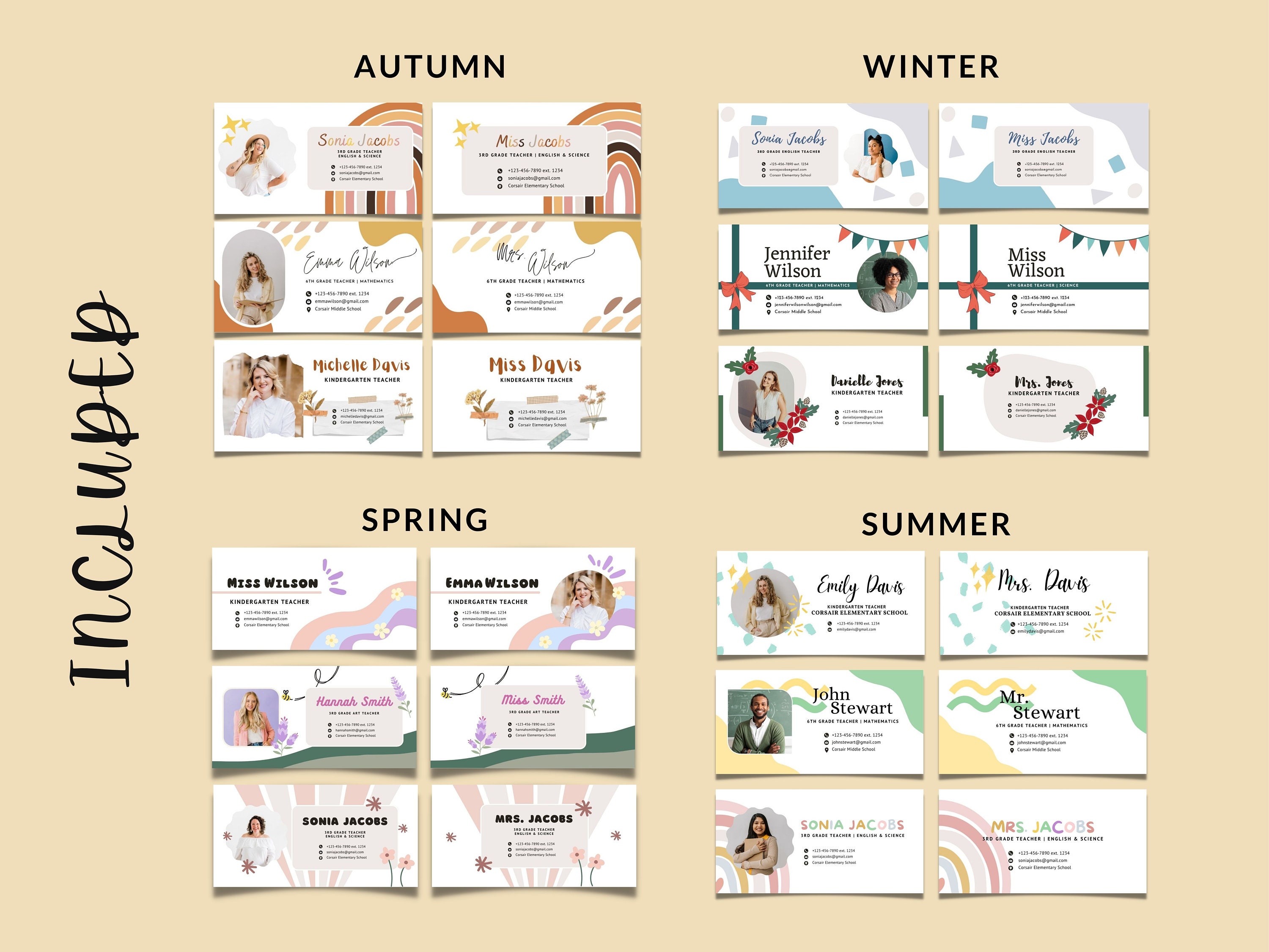 Email Signature Teacher Editable Canva Template, Seasonal Bundle Boho ...