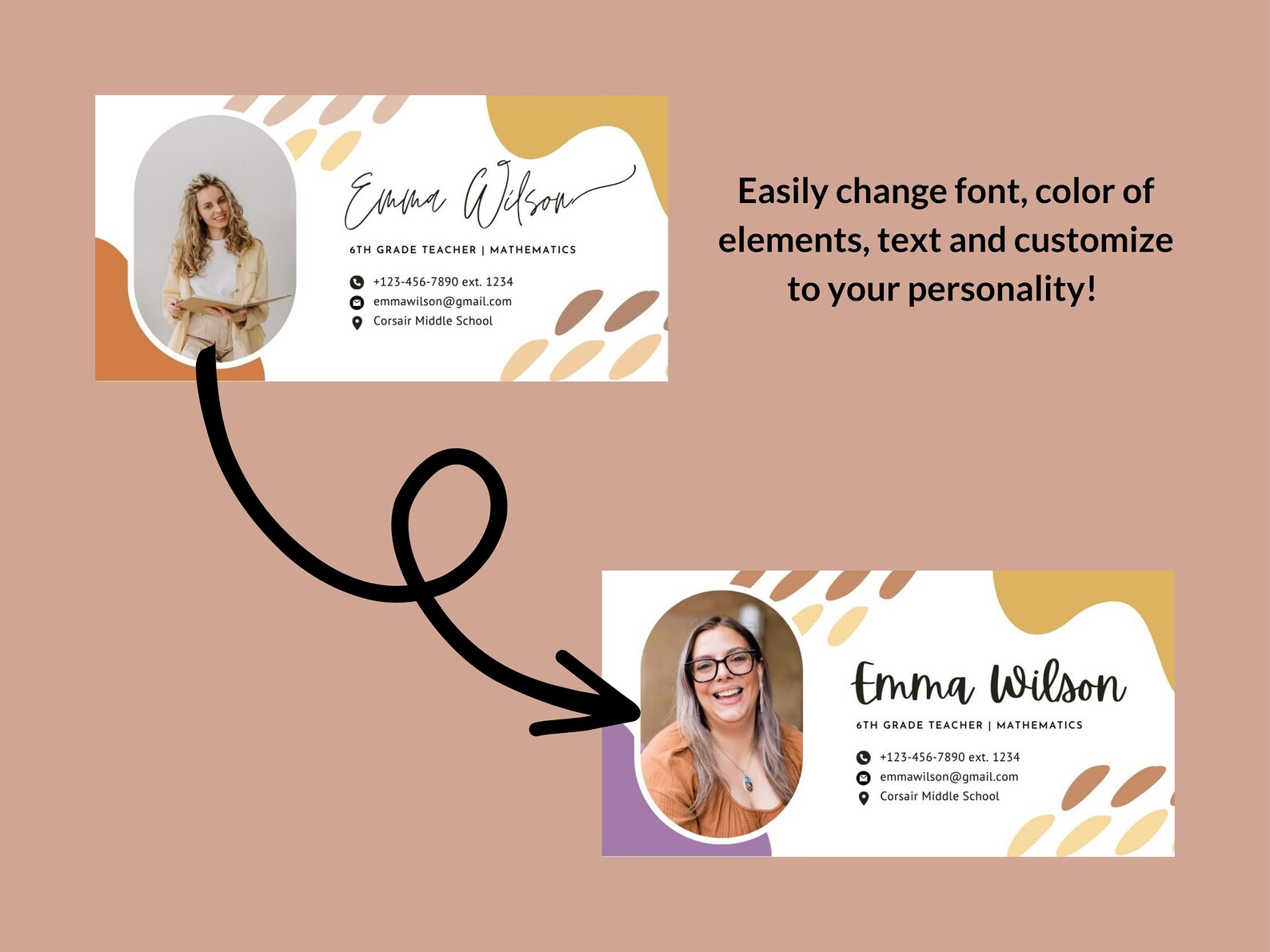 Email Signature Teacher Editable Canva Template, Autumn Boho Rainbow ...