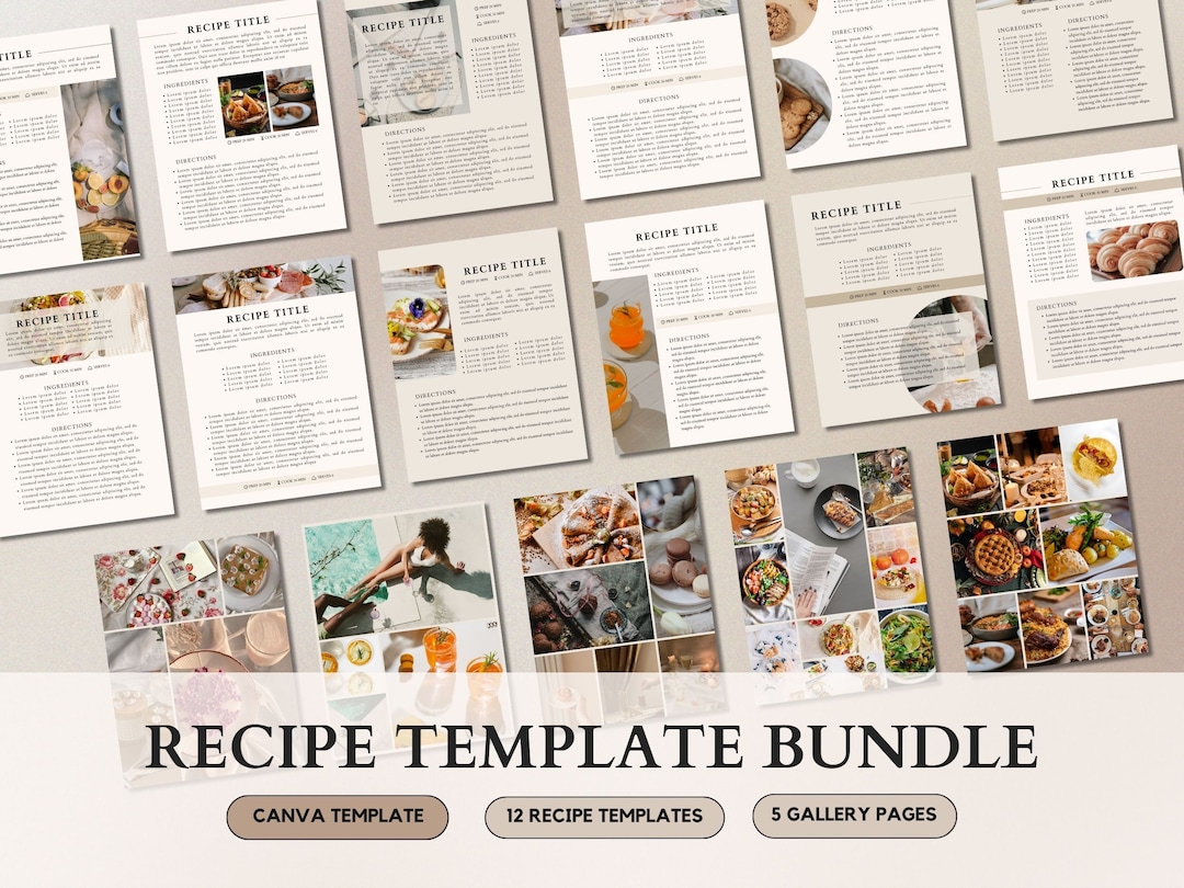 Editable Recipe Book Template Bundle on Canva, Printable Recipe ...