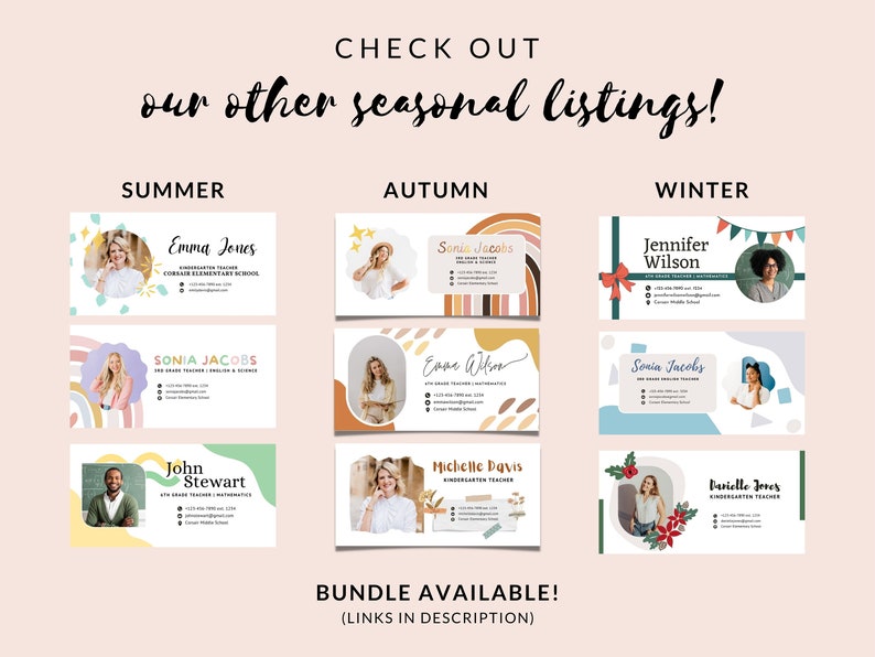 Email Signature Teacher Editable Canva Template, Spring Boho Rainbow ...