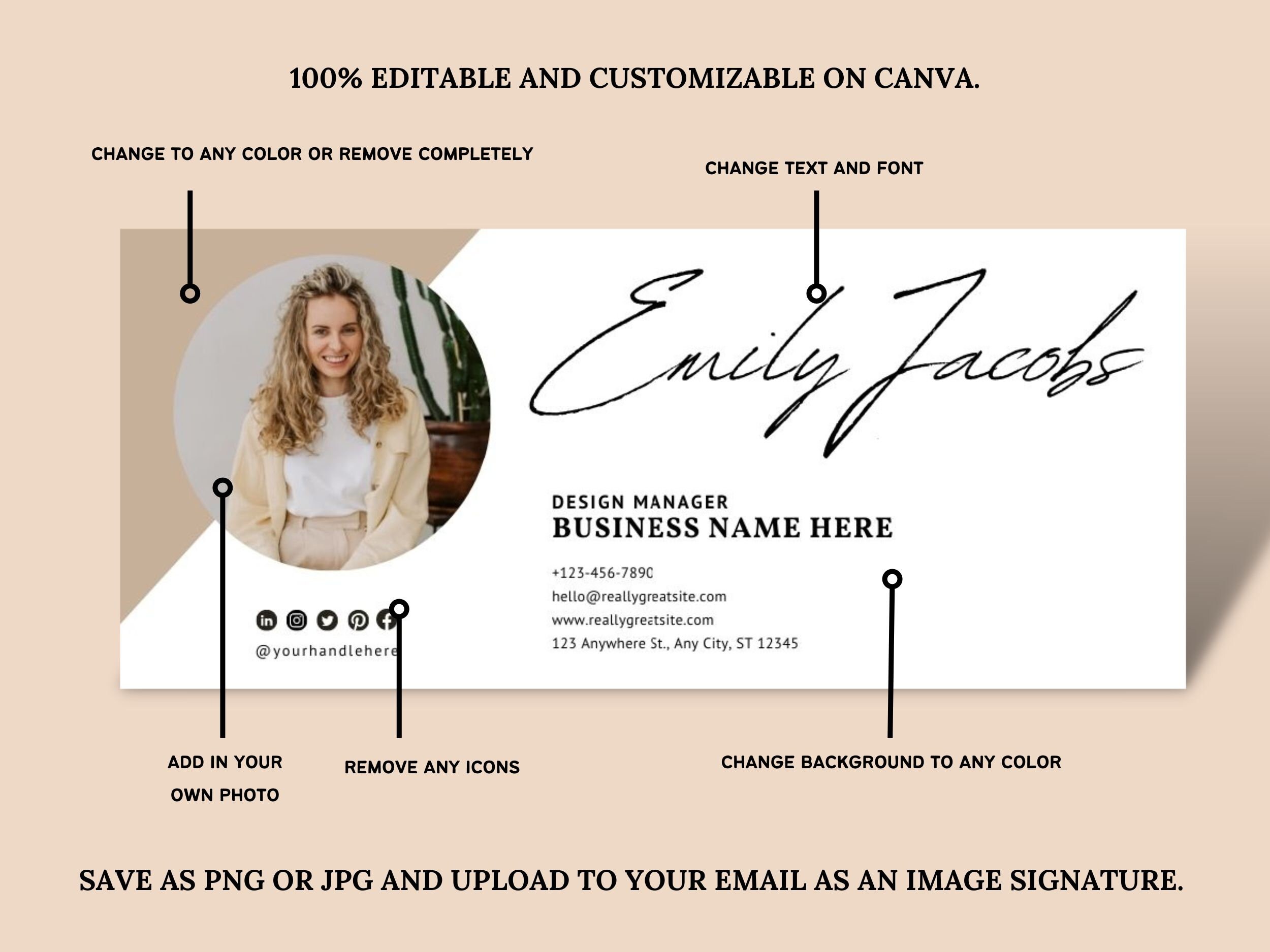 Email Signature Template Editable Bundle Business Card - Etsy