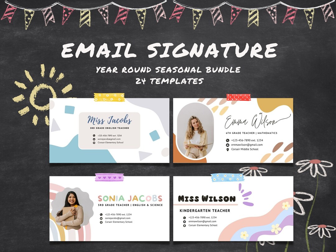 Modern Teacher Email Signature Collection Boho Bundle, Elevate Your ...