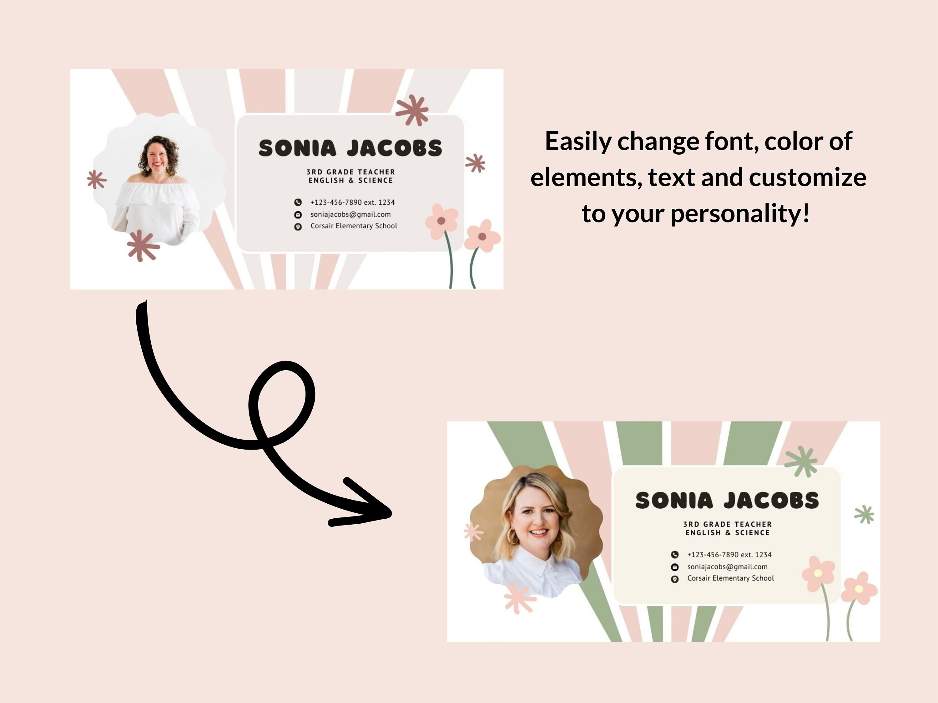 Email Signature Teacher Editable Canva Template, Spring Boho Rainbow ...