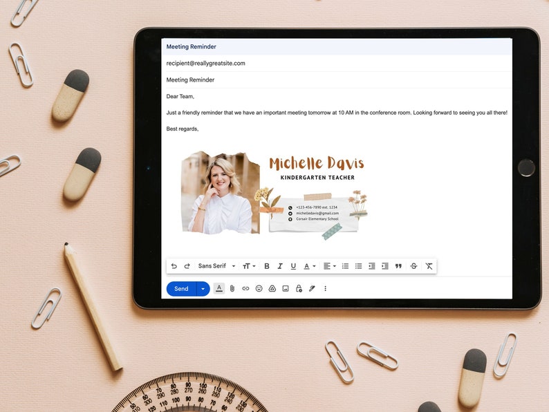 Email Signature Teacher Editable Canva Template Autumn Boho - Etsy