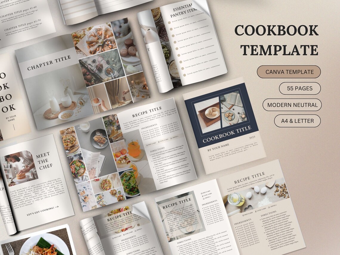 Cookbook Template Custom Recipe Book Template, Printable Recipe Book ...