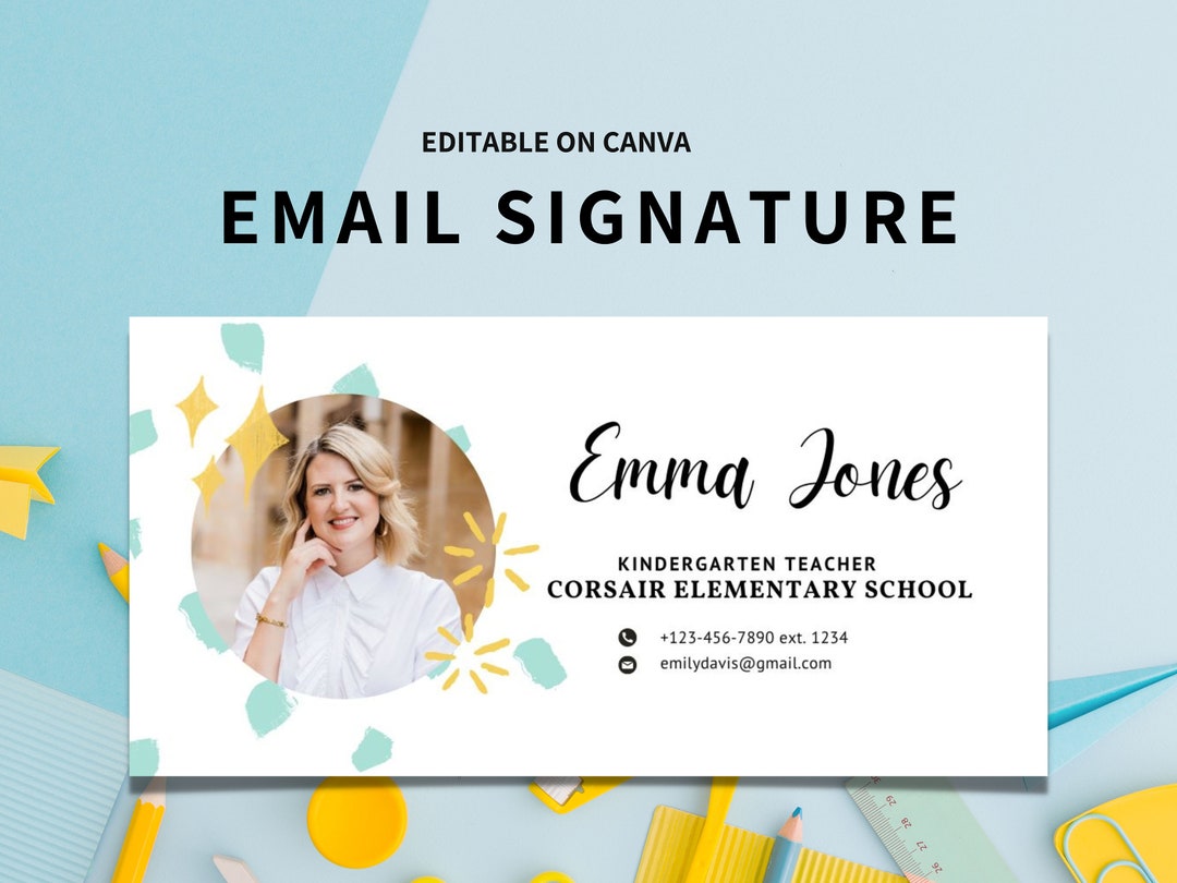 Email Signature Teacher Editable Canva Template, Gmail Outlook ...