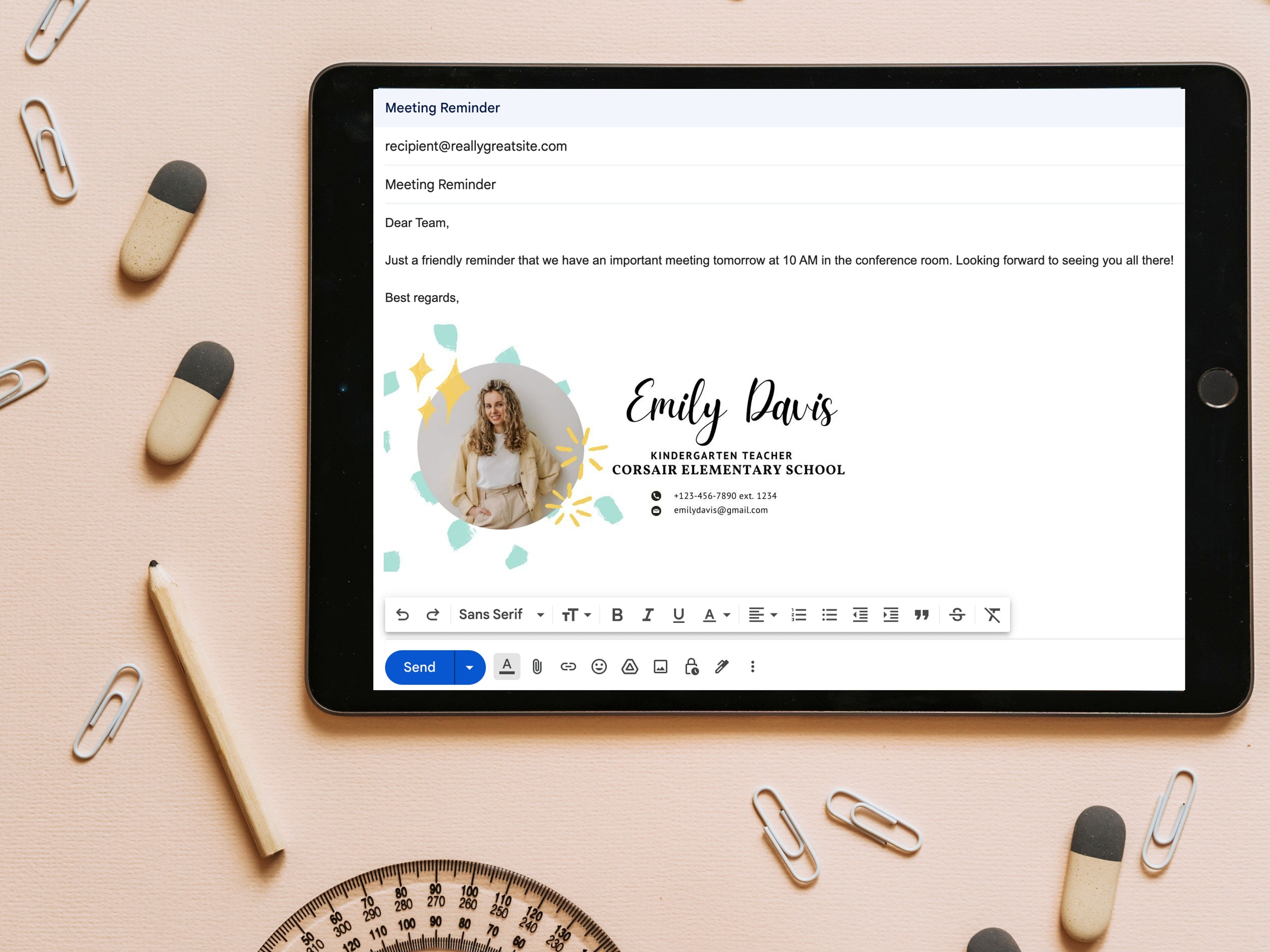 Editable Email Signature Template for Teachers in Kindergarten ...