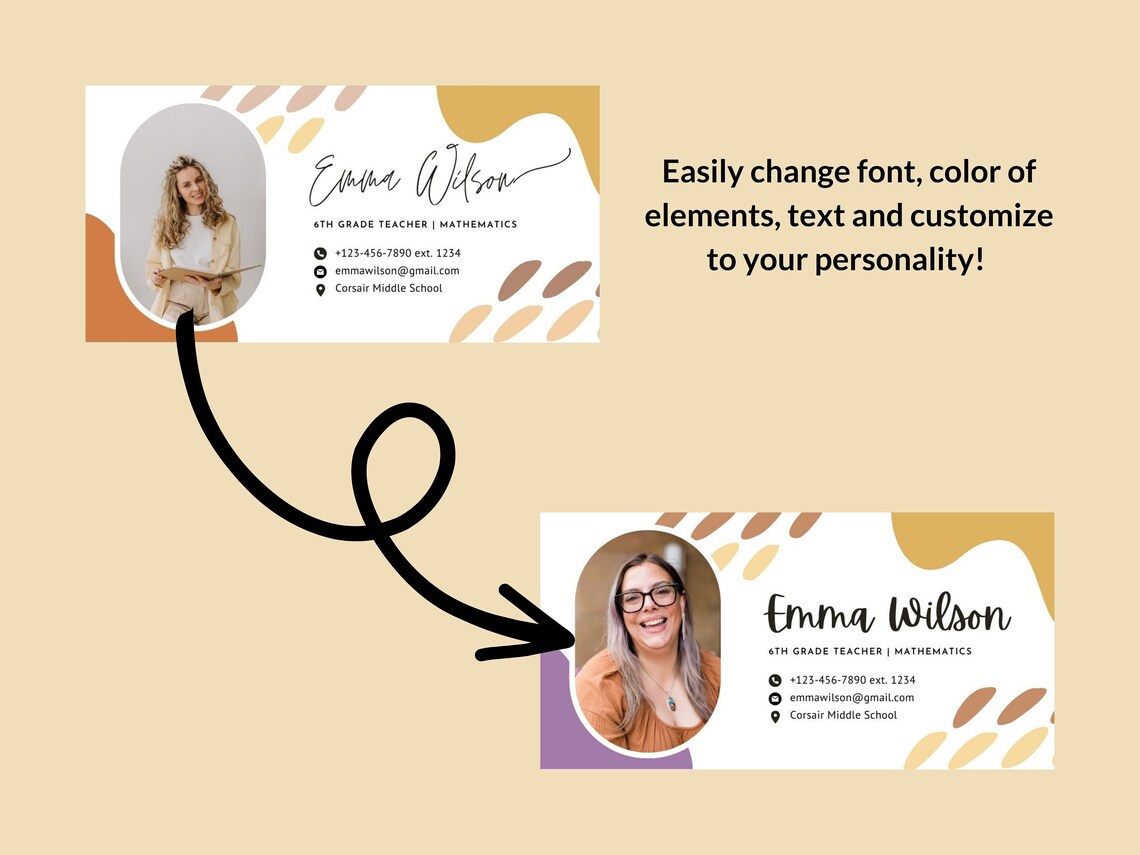 Email Signature Teacher Editable Canva Template, Seasonal Bundle Boho ...