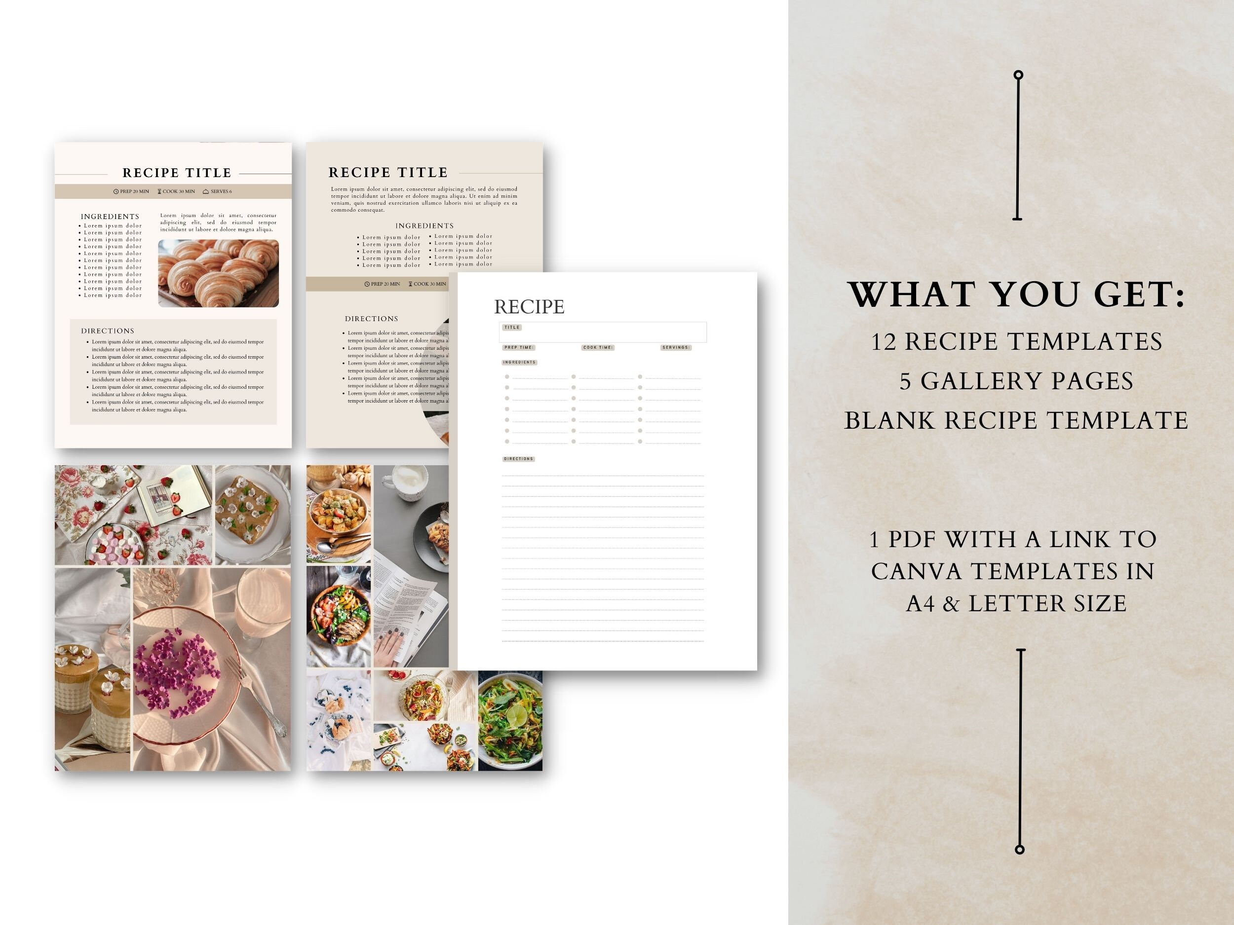 Editable Recipe Book Template Bundle on Canva Printable - Etsy