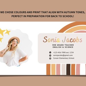 Email Signature Teacher Editable Canva Template, Autumn Boho Rainbow ...