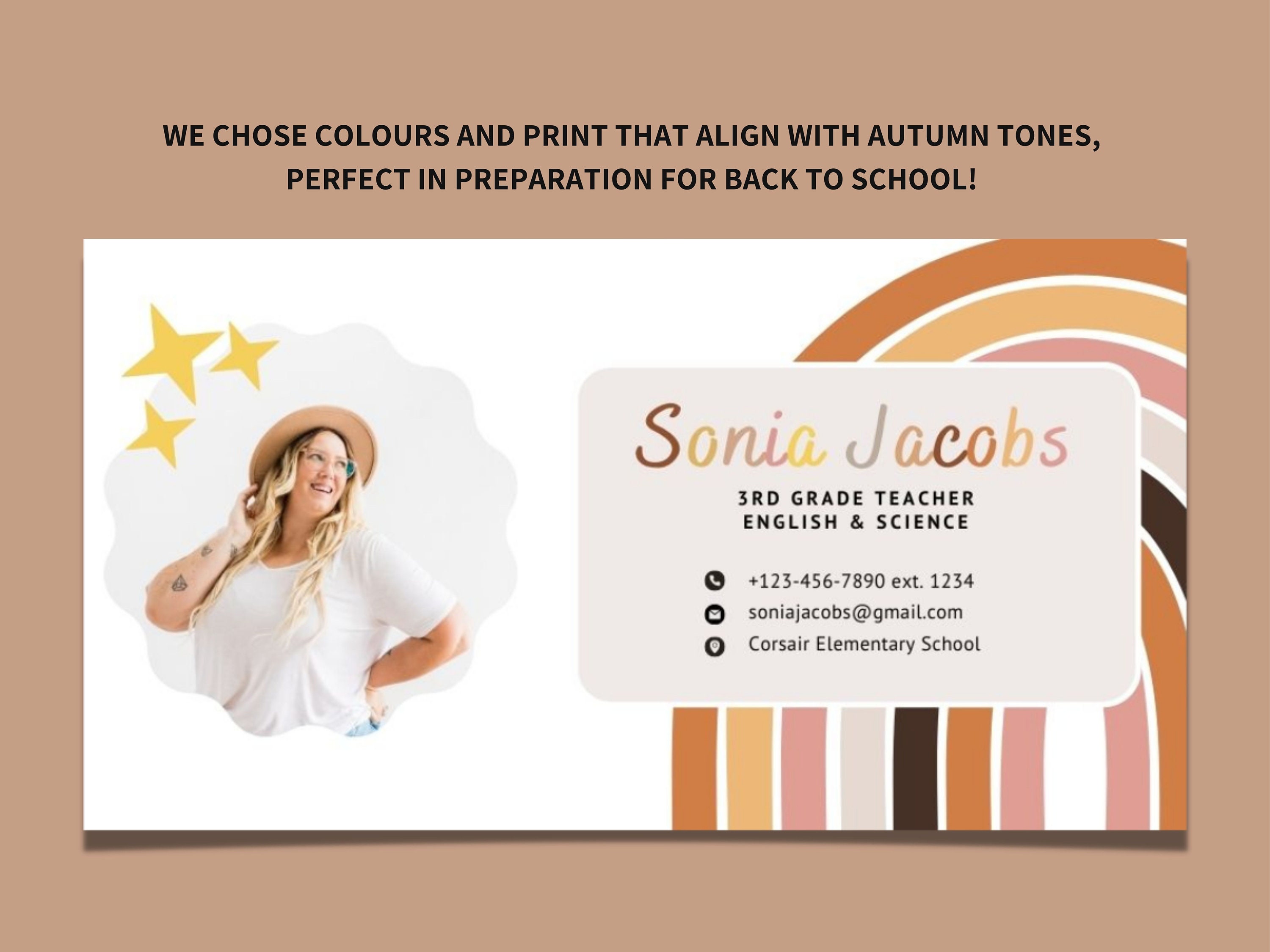 Email Signature Teacher Editable Canva Template, Autumn Boho Rainbow ...