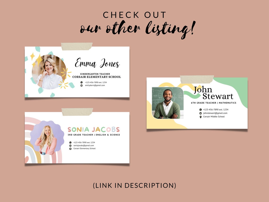 Email Signature Teacher Editable Canva Template, Autumn Boho Rainbow ...