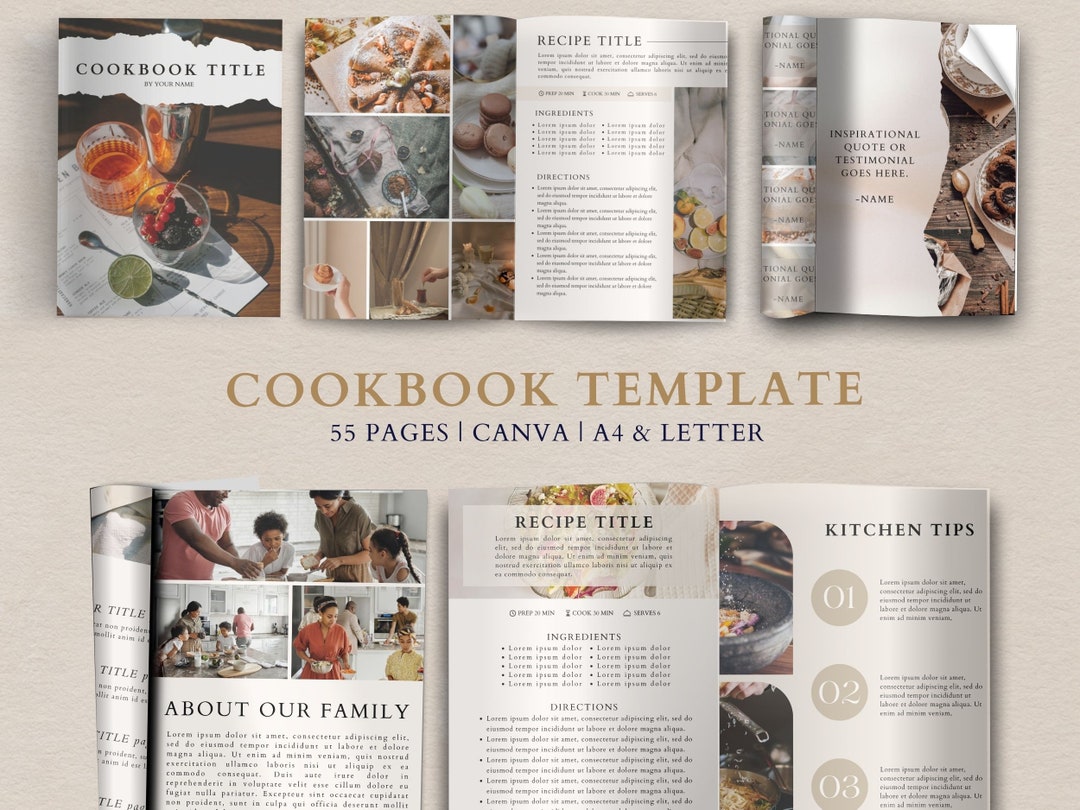 Cookbook Template Custom Recipe Book Template, Printable Recipe Book ...