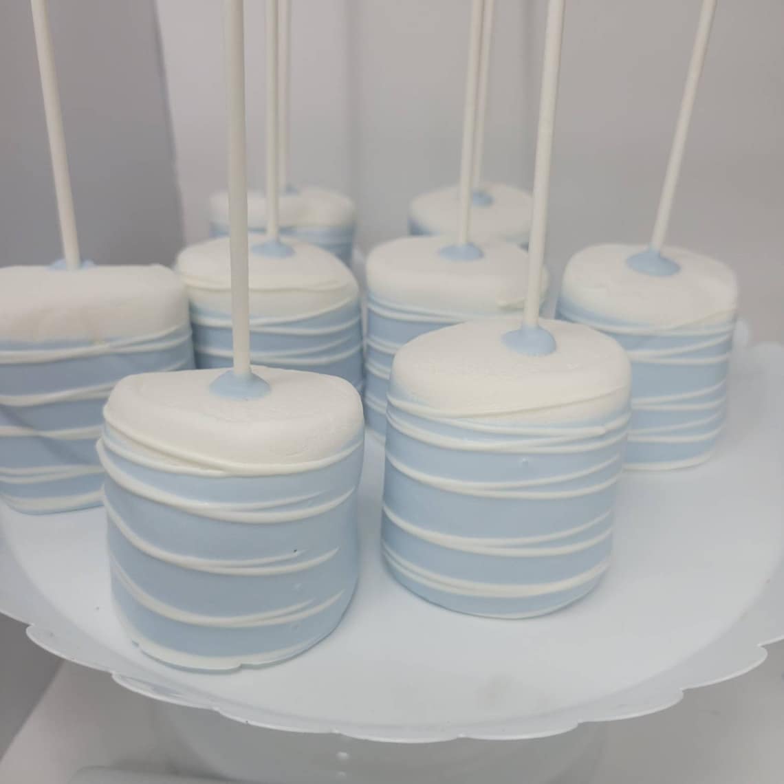 Baby Shower Treats Bundle. Baby Boy, Light Blue/ White Drizzle ...