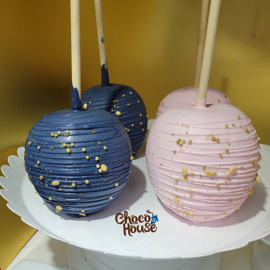Gender Reveal Apples. Blue and Pink Chocolate Candy Apples, Baby Shower ...