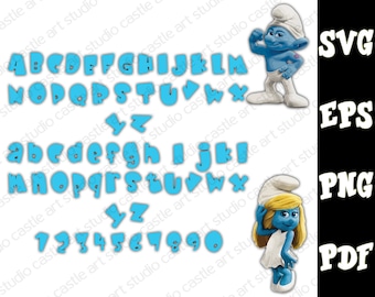 Smurfs alphabet svg - Etsy Schweiz