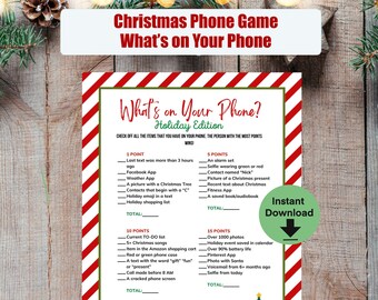 Christmas What's on Your Phone Game Christmas Printable - Etsy