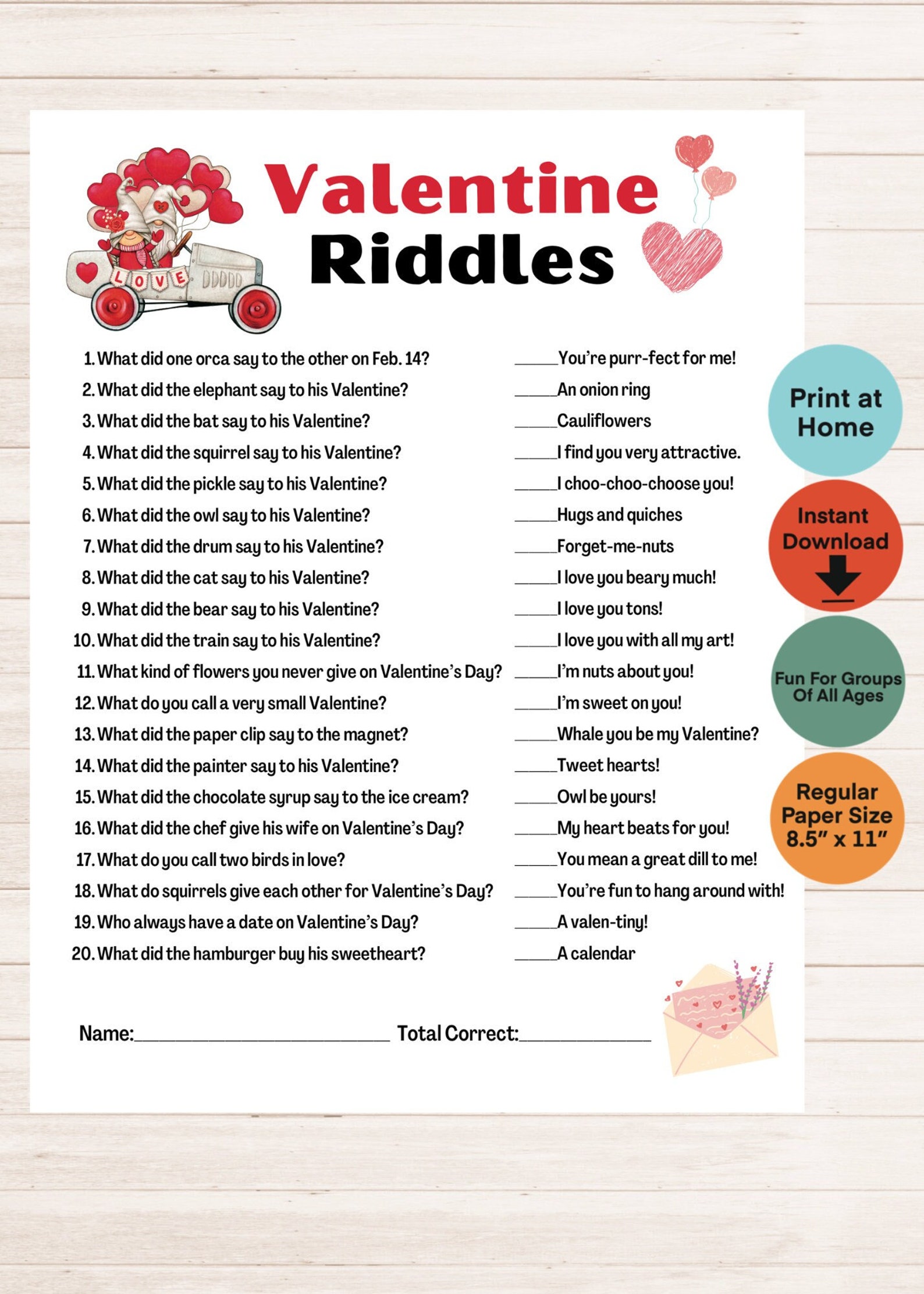 Valentine Riddles, Valentine's Day Game Printable, Valentines Party ...